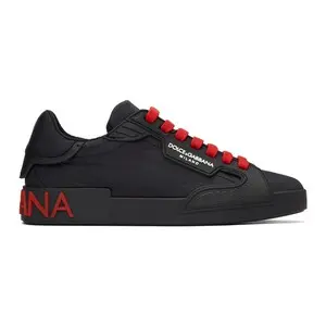 Dolce & Gabbana Black & Red Portofino Sneakers - 8b956 Black